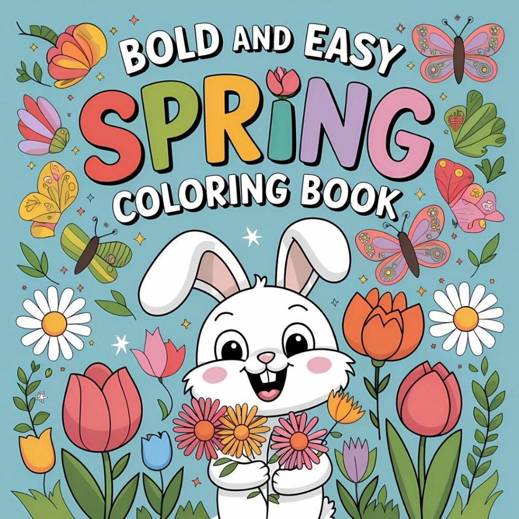 B037 Bold & Easy Spring Coloring Book Printable PDF Digital Coloring ...
