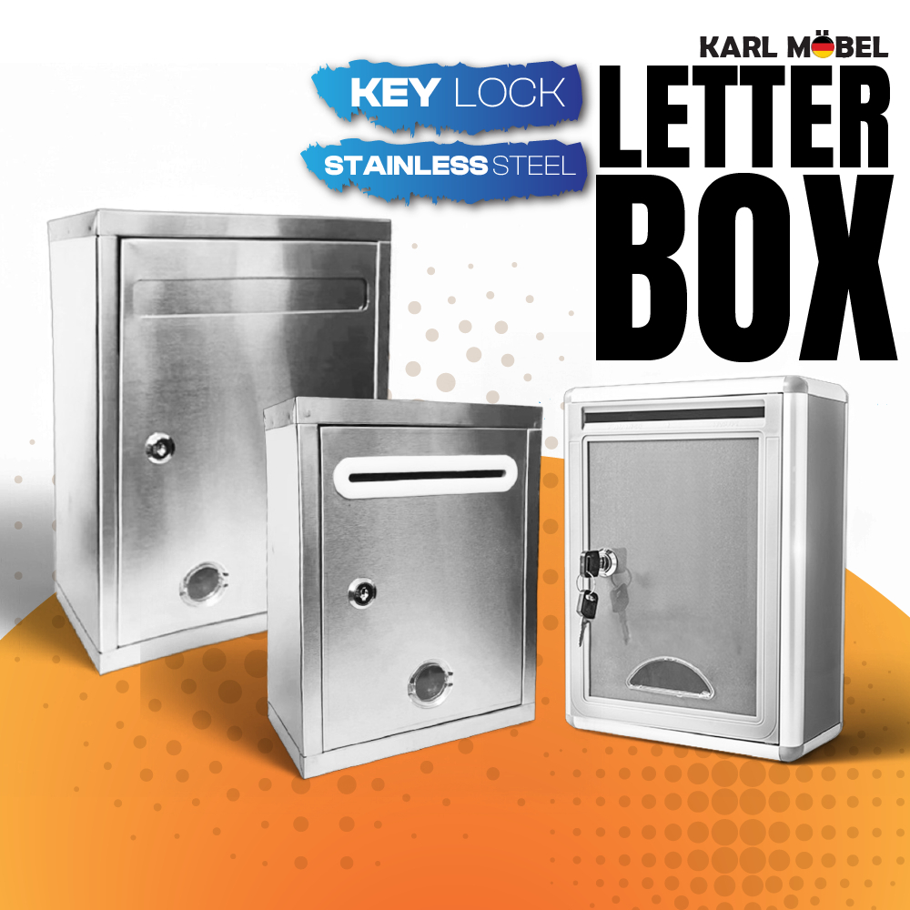 Letter Box Home Mailbox Aluminium+Fiberboard Waterproof Box Key Mailbox ...