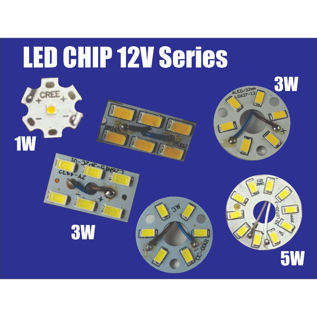 LED Chip 12V 1W /3W & 5W - Warm White / Day Light | Shopee Malaysia