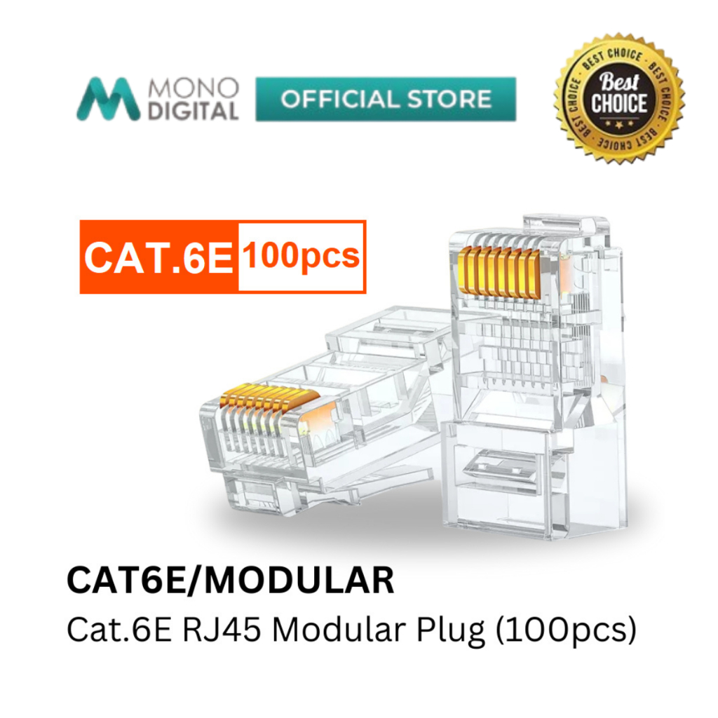 [100PCS] CAT6E MODULAR PLUG NETWORK CONNECTOR RJ45 MODULAR PLUG WITH ...