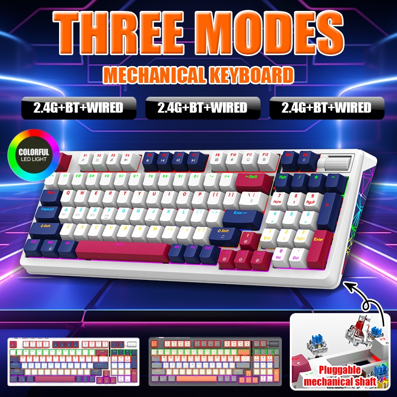 XUNFOX K95 three-mode mechanical keyboard / Bluetooth + 2.4G + wired ...