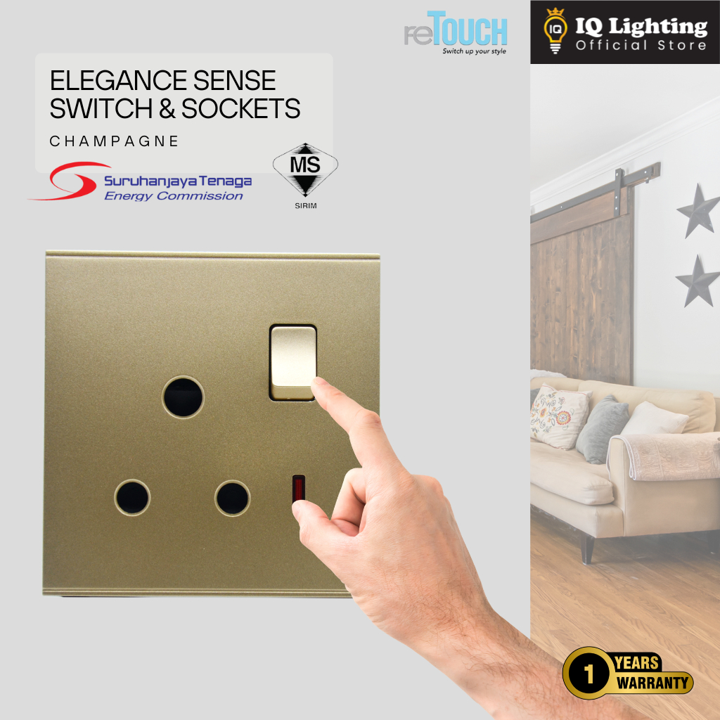 [CHAMPAGNE] reTouch Switch Elegance Sense 16A Wall Switch 13A 15A 20A ...