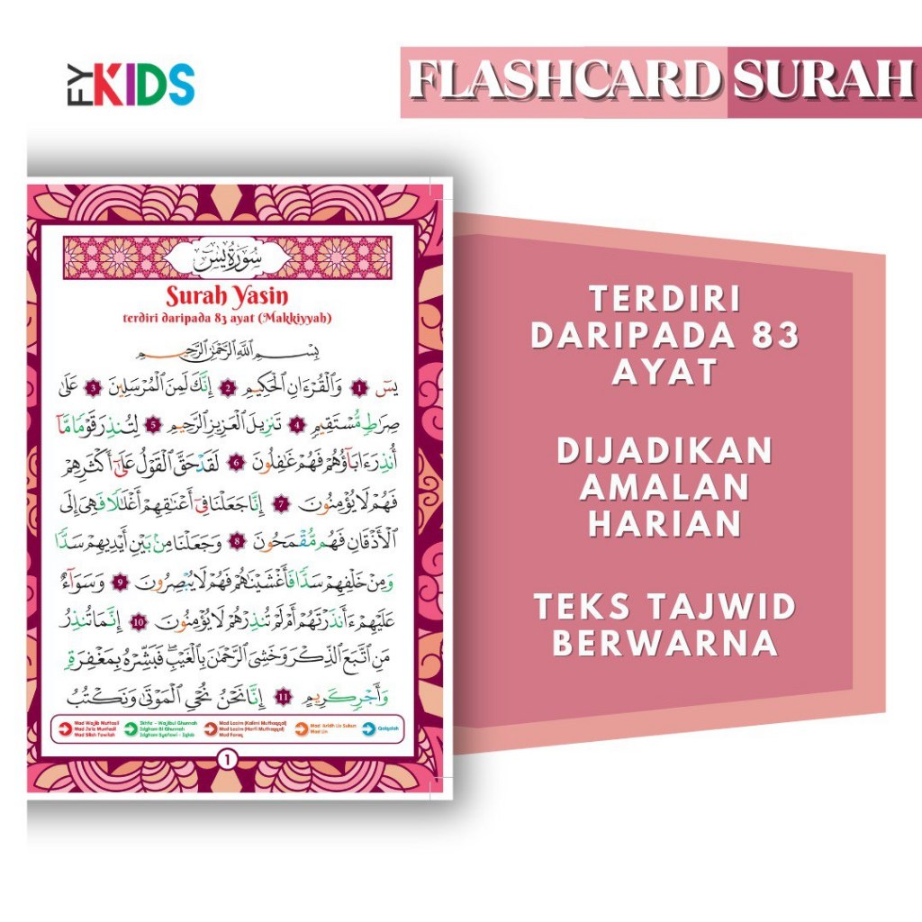 FYKIDS - FLASH CARD SURAH YASIN BERSERTA TERJEMAHAN - A4 - Poster ...