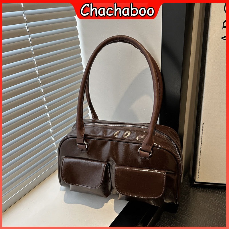 Retro Red Women Satchel Bag Fashion Designer Armpit Bag Multi-Pocket PU ...