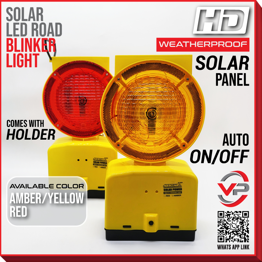 SOLAR LED ROAD BLINKER LIGHT WEATHERPROOF BLINKER YELLOW/AMBER/RED ...