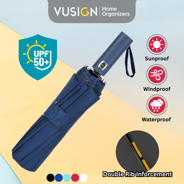 Vusign Payung Lipat Anti UV Automatic Foldable Umbrella Auto Open Close One Hand Umbrella ...