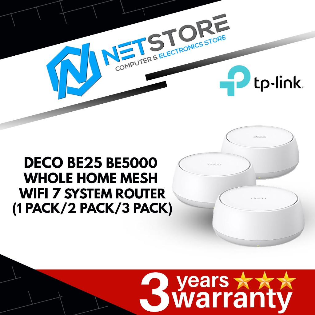 TP-LINK DECO BE25 BE5000 WHOLE HOME MESH WiFi 7 SYSTEM ROUTER (1 PACK/2 PACK/3 PACK) | Shopee ...