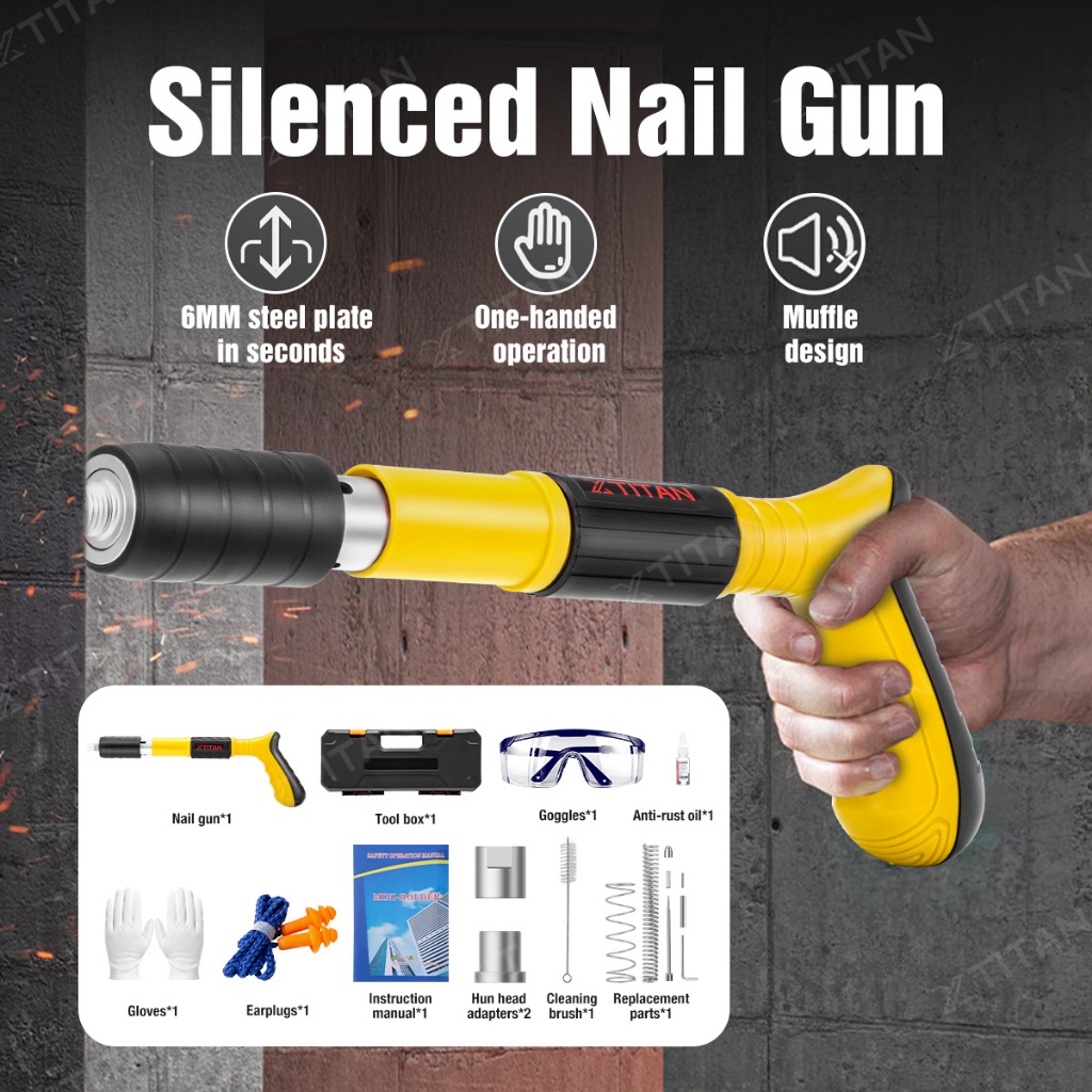 Mini Powerful Nail Gun Concrete Nail Gun Rivet Gun Heavy Duty Steel ...