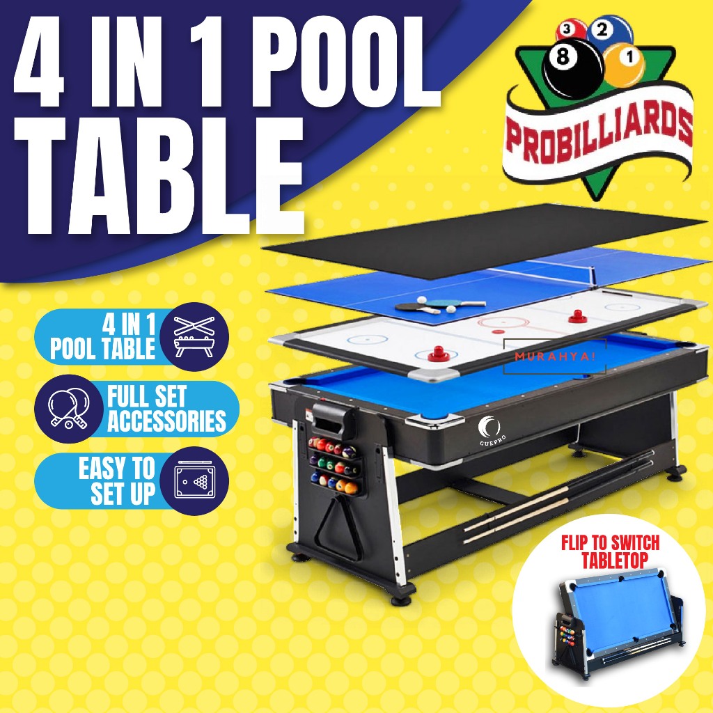 Pool Table 4 in 1 Meja pool tennis Ping pong Air hockey Desk top hoki ...