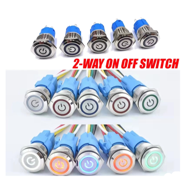 1Pcs Universal Car On Off Switch LED Light Metal Push Button 12MM 12V ...