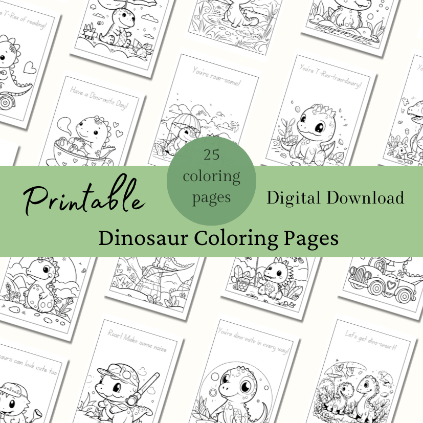[PRINTABLE SOFT COPY PDF FILE] Dinosaur Digital Coloring Book for kids ...