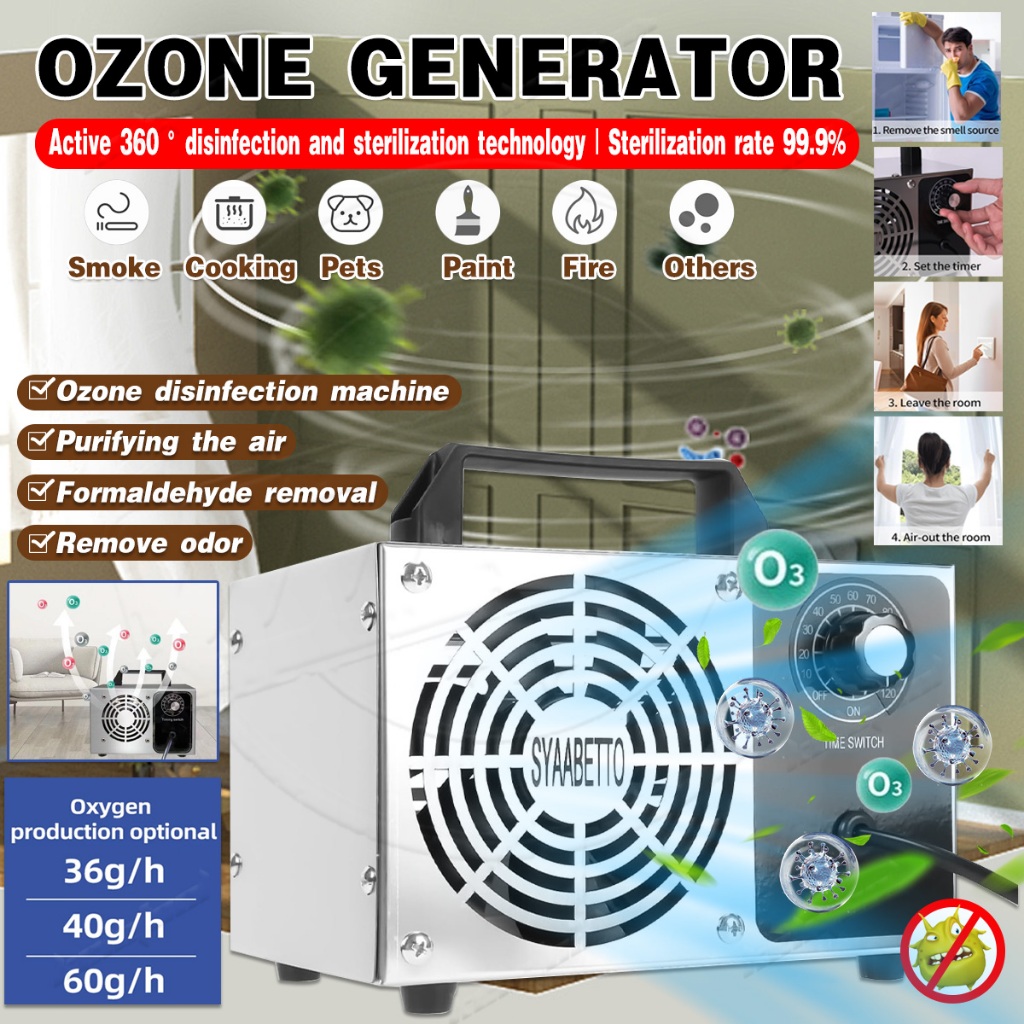 Ozone Generator 60g O3 Air Disinfector Decontamination Industrial Home ...