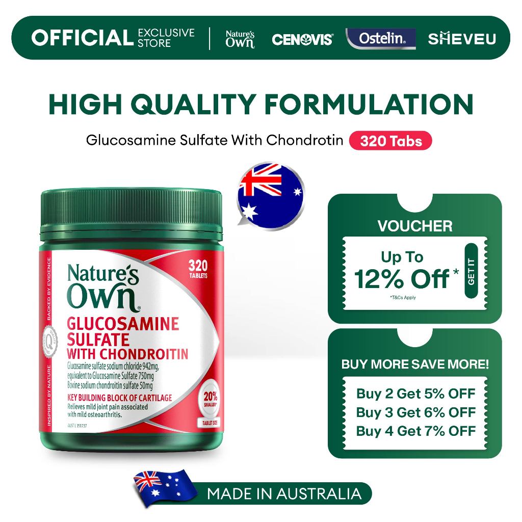 Nature's Own Glucosamine Sulfate With Chondroitin (320 Tablets ...