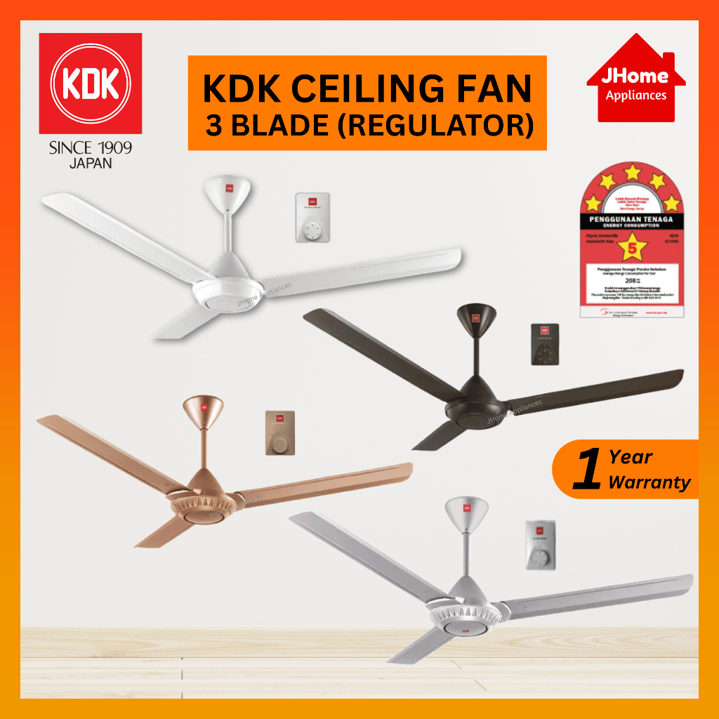 KDK CEILING FAN REGULATOR K15V0 60" / K15V0-PBR 60" / K15W0 60" / K15W0-SL 60" / K12V0 48 ...