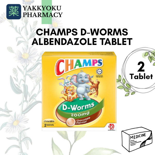 Champs D-Worms 200mg Chocolate Flavour Kill 6 Types of Worms & Treat ...