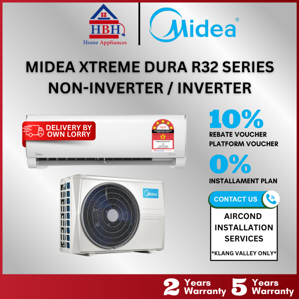 Midea | Non-Inverter / Inveter | (MSGD-09CRN8 / MSGD-12CRN8 / MSGD-18CRN8) Xtreme Dura R32 Air ...