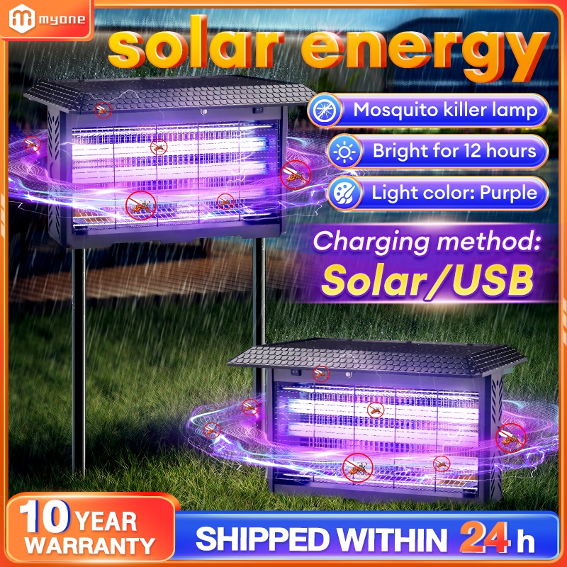 Solar Mosquito Killer Pest Control Electric Zapper LED Ultraviolet Lamp ...