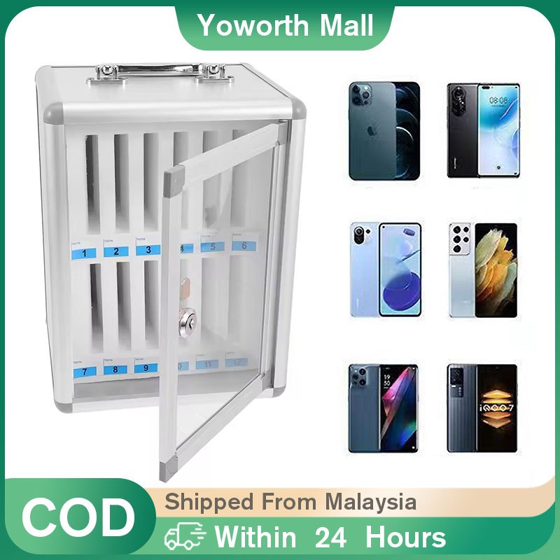 Cell Phone Safe Deposit Box With Lock/12 Slots Cell Phone Locker ...