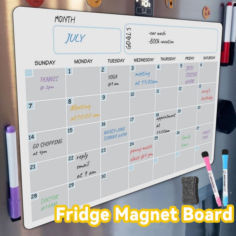 A3 Soft Magnetic Schedules Erasable Fridge Whiteboard Monthly/Weekly ...