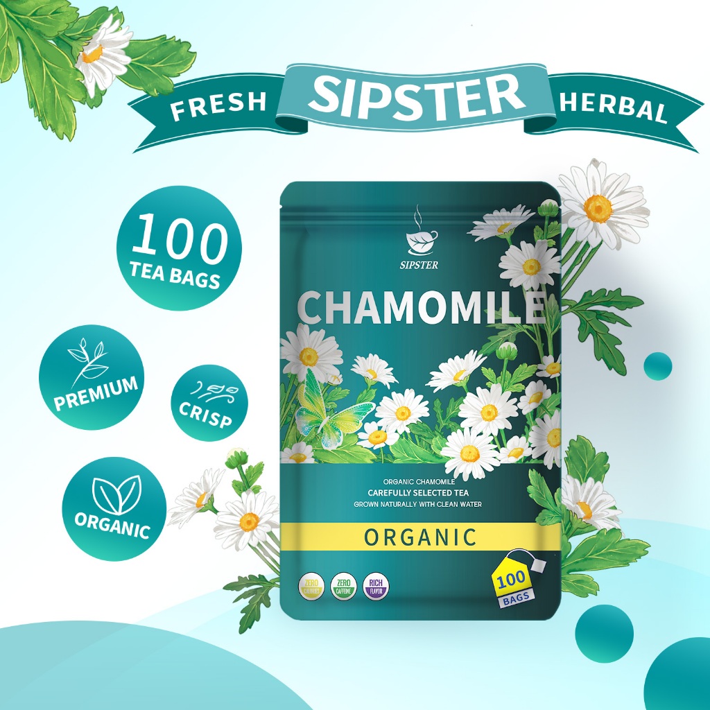Sipster Chamomile Tea Organic – 100 Tea Bags | Teh Herba Kamomil ...