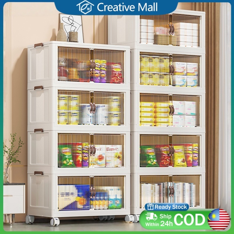 Foldable Storage Cabinet Magnetic Door Megabox Kitchen Cabinet Storage ...