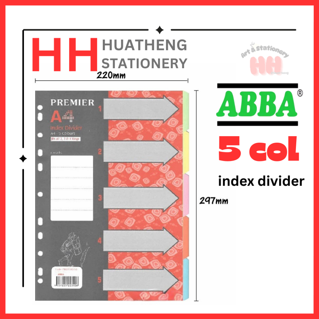 ABBA Premier Colour Index Divider 5 Tabs | Shopee Malaysia