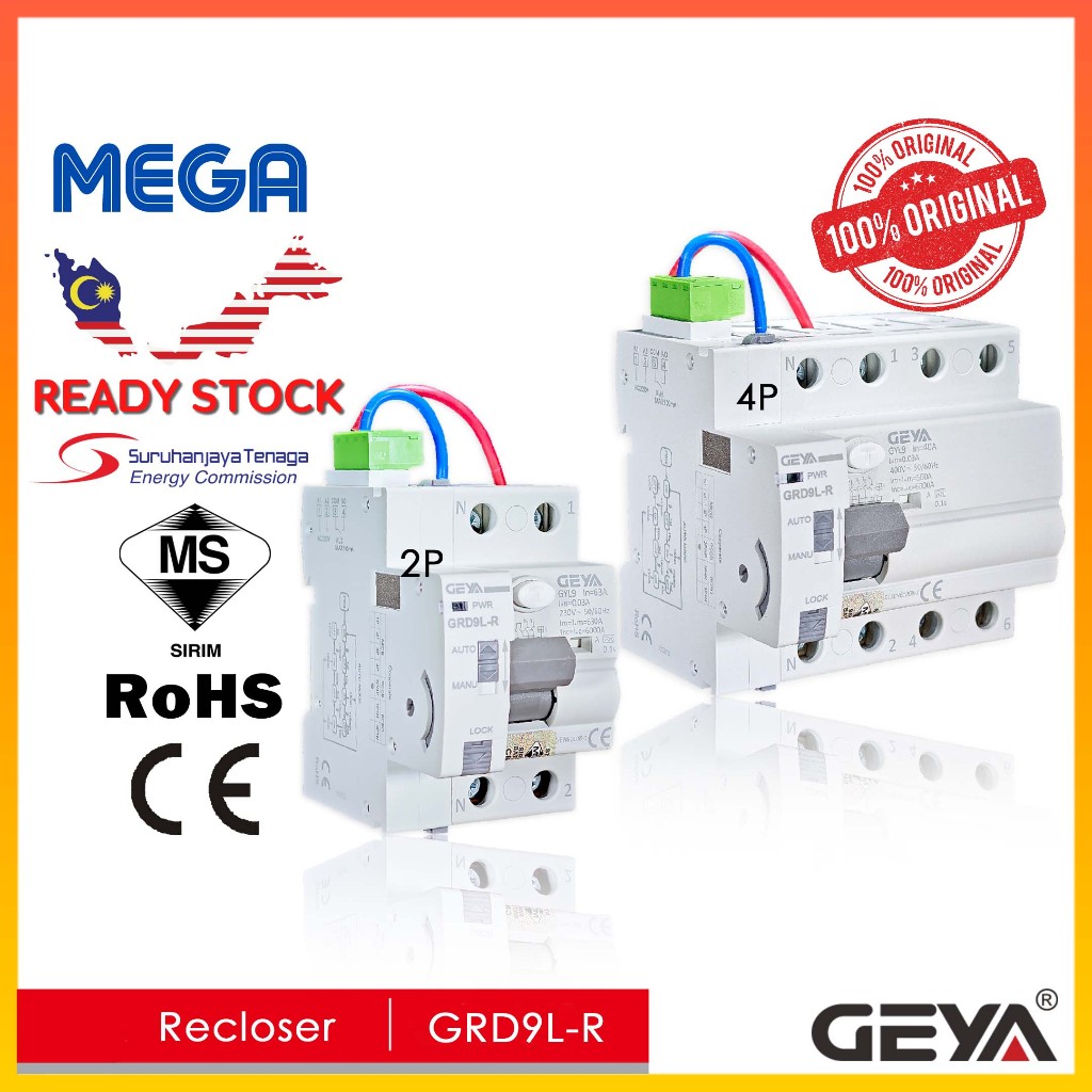 [SIRIM] Geya RCCB Auto Recloser Type AC GRD9L-R | Shopee Malaysia