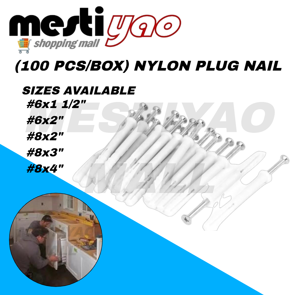 (100 PCS/BOX) Nylon Plug Nail/Nylon Wall Plug with Screw/Speedplug/Plug ...