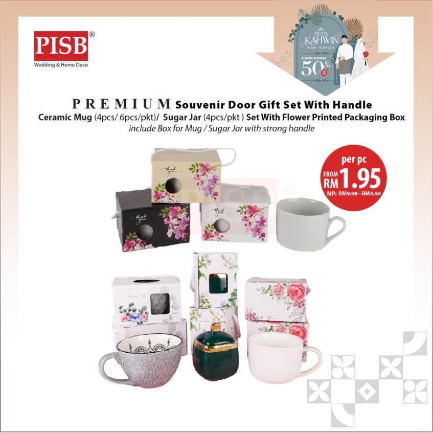 2303-05(4Pcs/6Pcs/Pkt) Ceramic Mug With Flower Printed Handle Box/Set ...