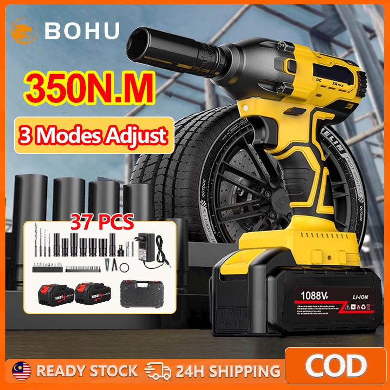 BOHU Impact Wrench Cordless Max Torque Heavy Duty 1/2" Electric Impact ...
