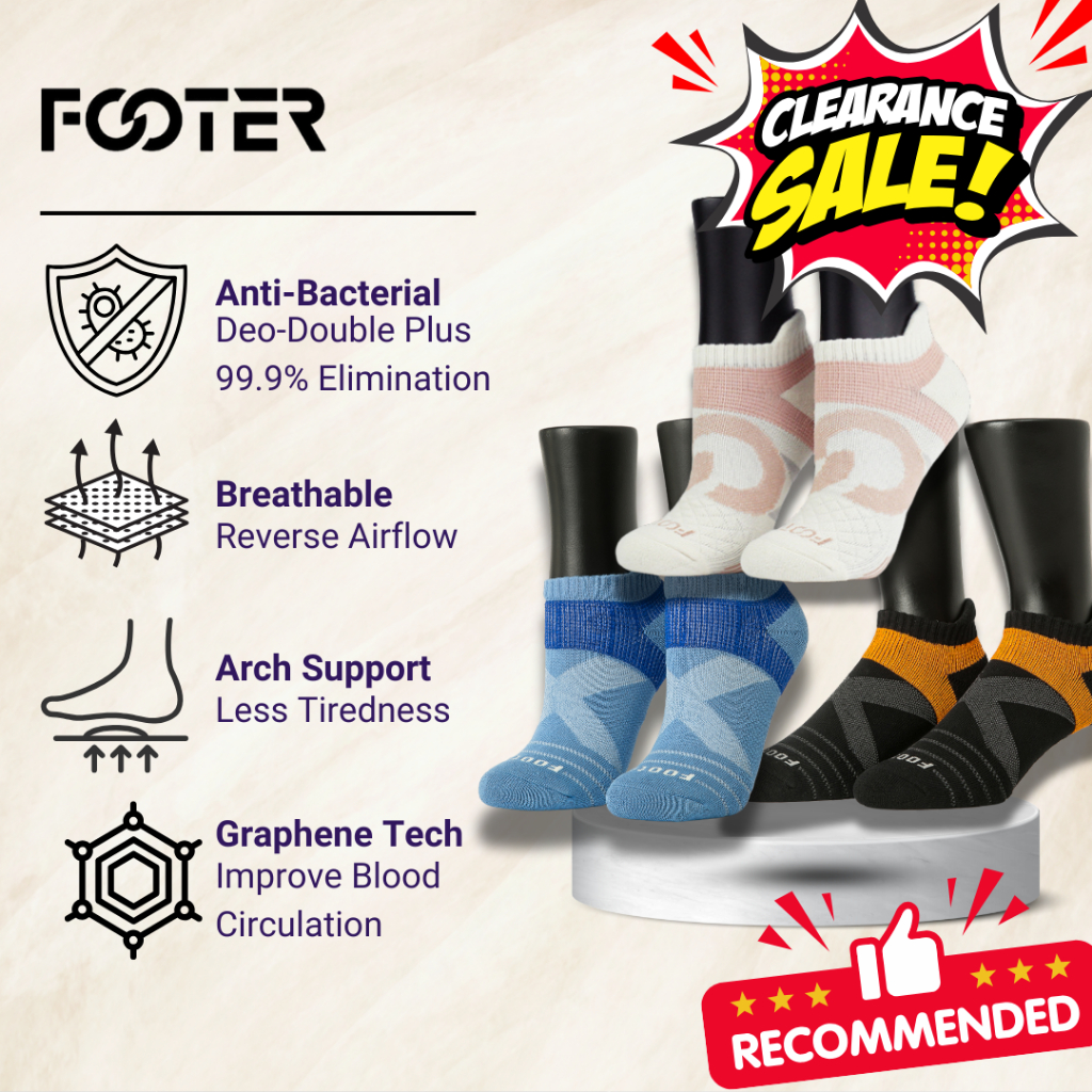 FOOTER Light Compression Anti-Bacterial Sport Socks T106/T109/T100 ...