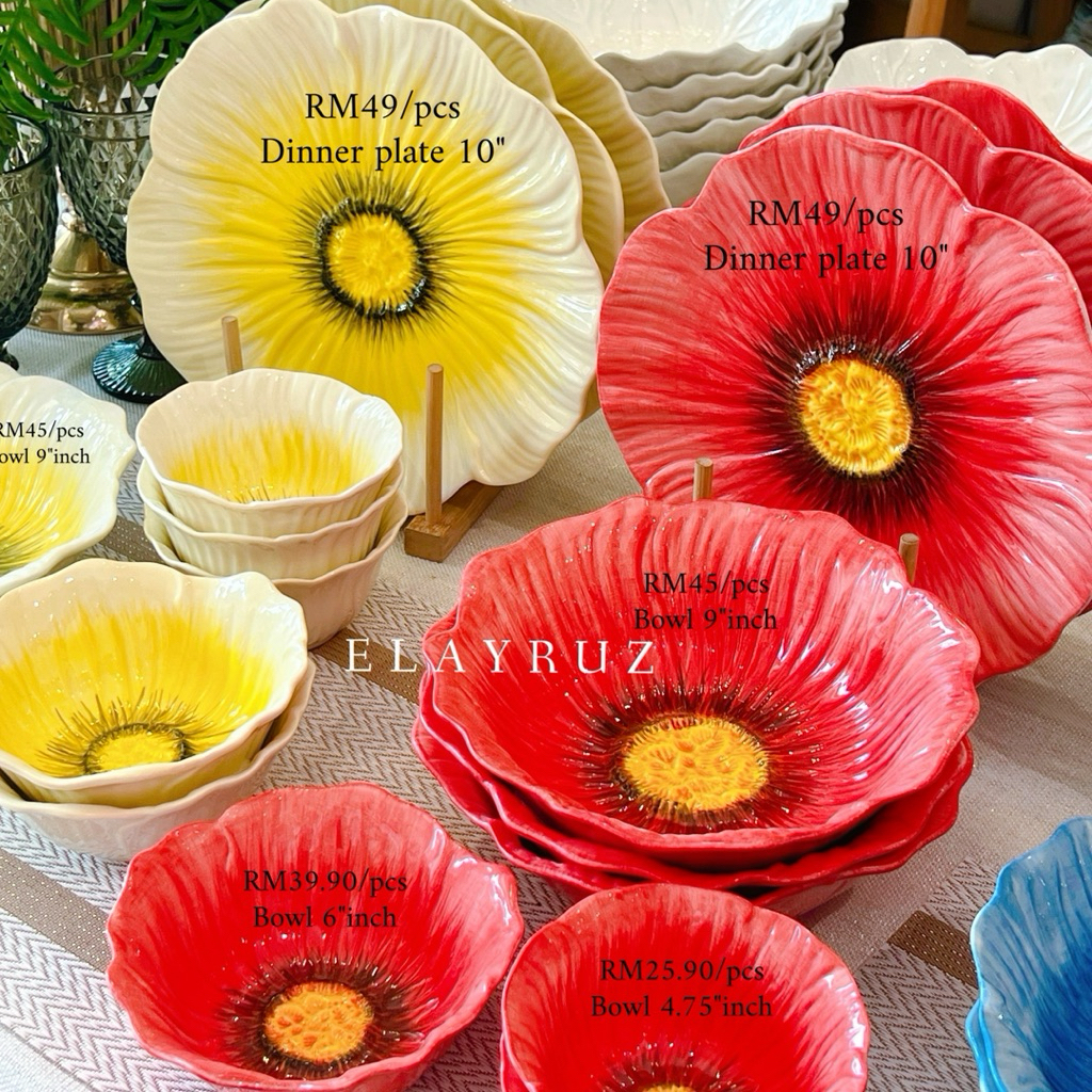 Elayruzdeco-Floral dinnerware ceramic porcelain plate bowl,pinggan ...