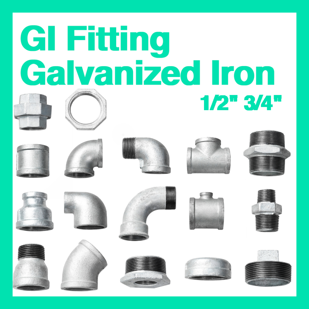 [1/2" - 3/4"] GI Pipe Fitting Galvanized Iron Galvanised Steel Besi ...