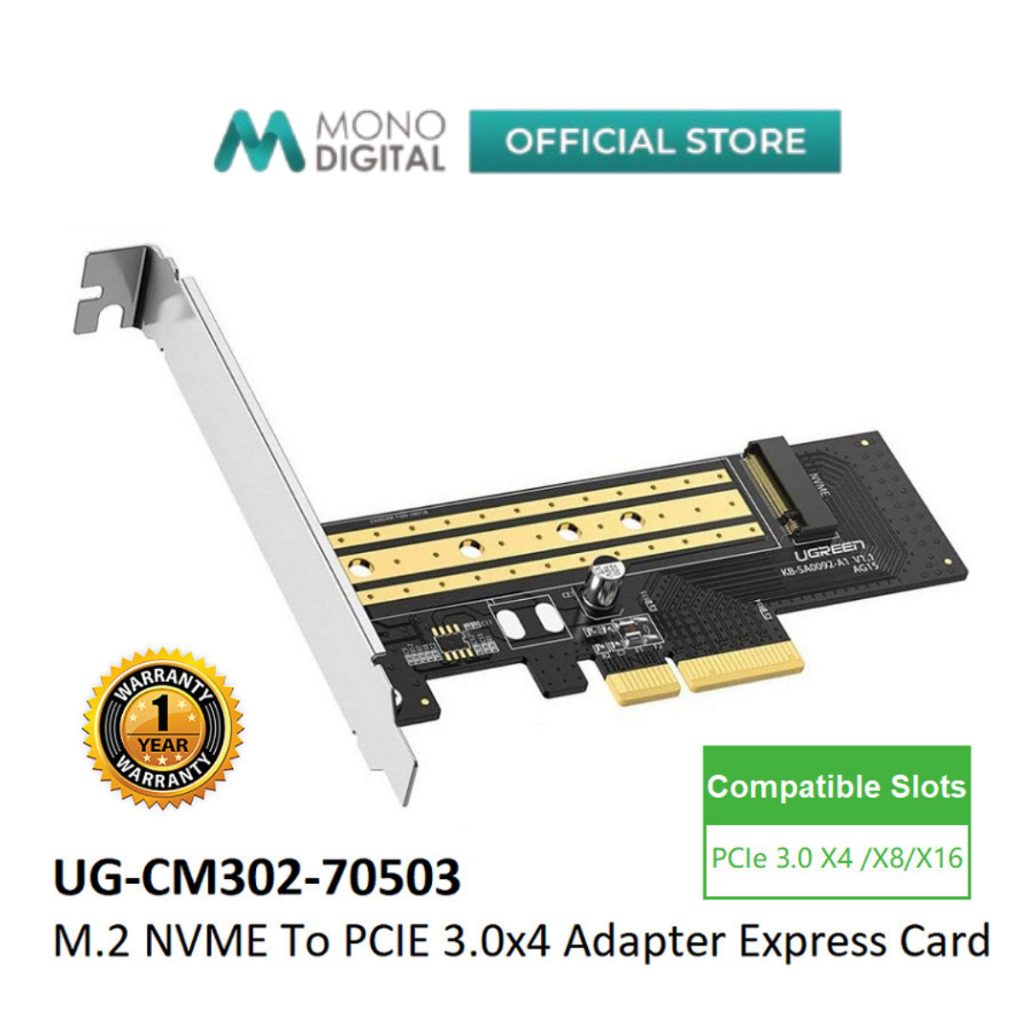 UGREEN M.2 NVME to PCI-E3.0X 4 EXPRESS CARD ADAPTER& SUPPORT SLOTS: PCIE 3.0 X4/X8/X16, SSD ...