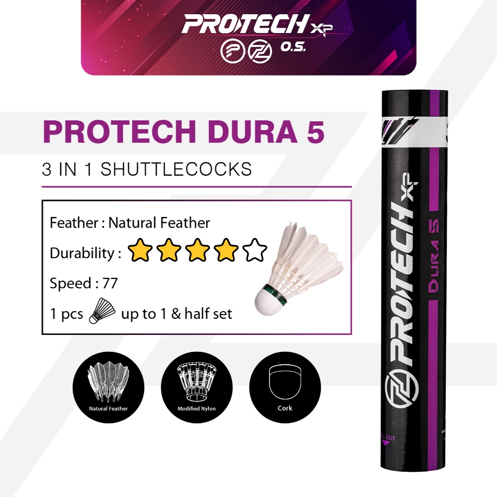 PROTECH 3 IN 1 HYBRID SHUTTLECOCK - DURA 5 (SPEED 77) | Shopee Malaysia