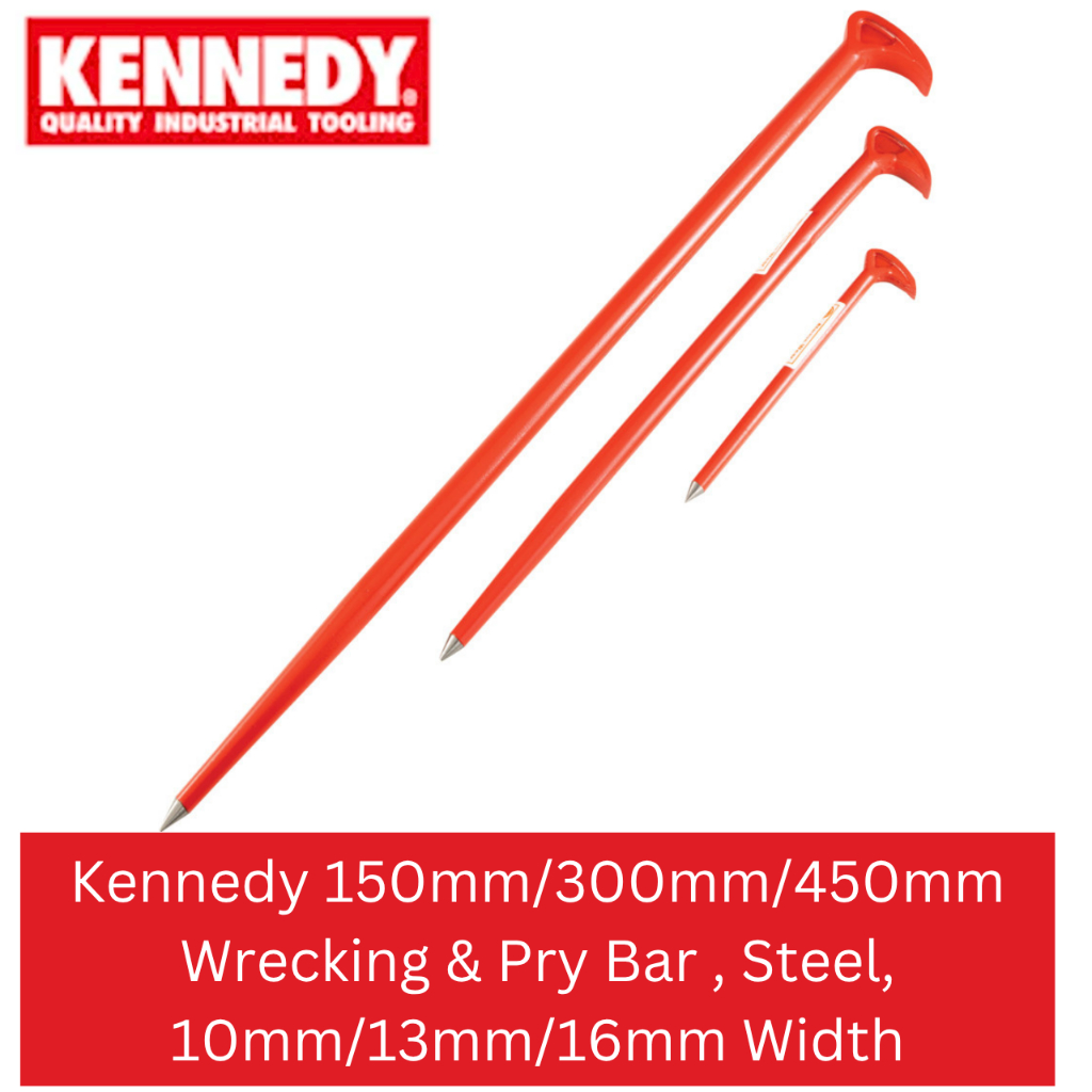KENNEDY 150mm/300mm/450mm Wrecking & Pry Bar Set, Steel, 10mm/13mm/16mm ...