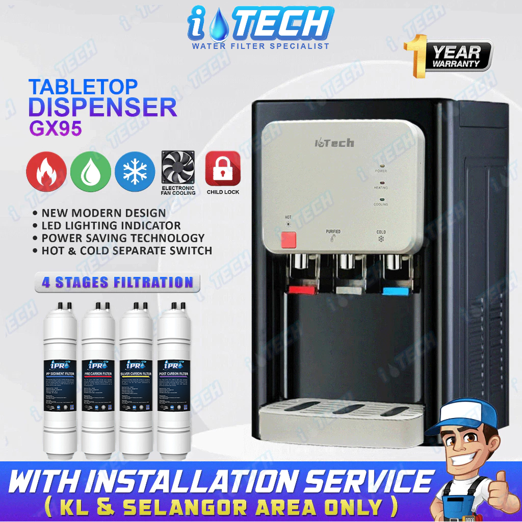 [FREE INSTALL] I-TECH Hot Normal Cold Tabletop Water Dispenser GX95 - 4 ...