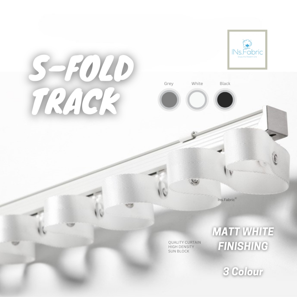 Ins.Fabric S Fold Track | Ripple Fold Track | White ,Black and Grey ...