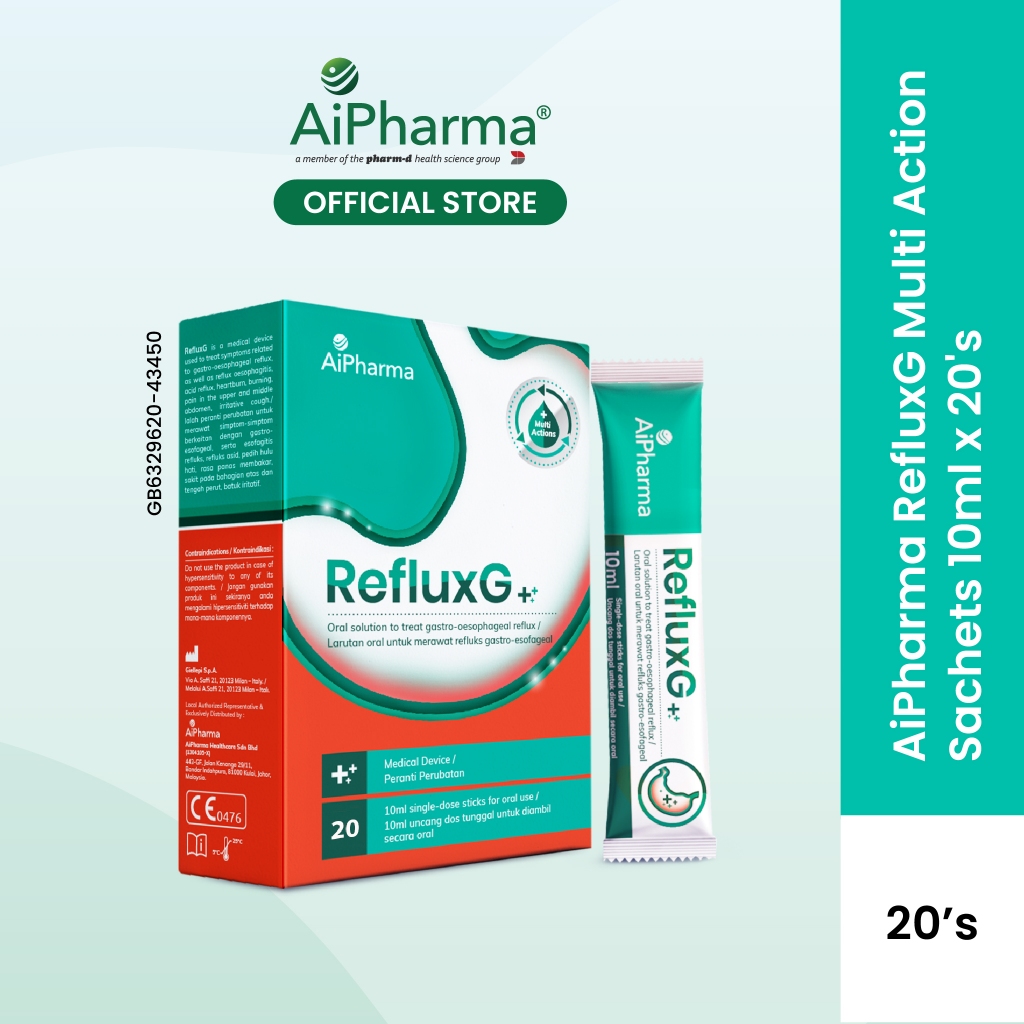 AiPharma RefluxG Larutan Oral / RefluxG Multi Action Sachets (10ml x 20 ...