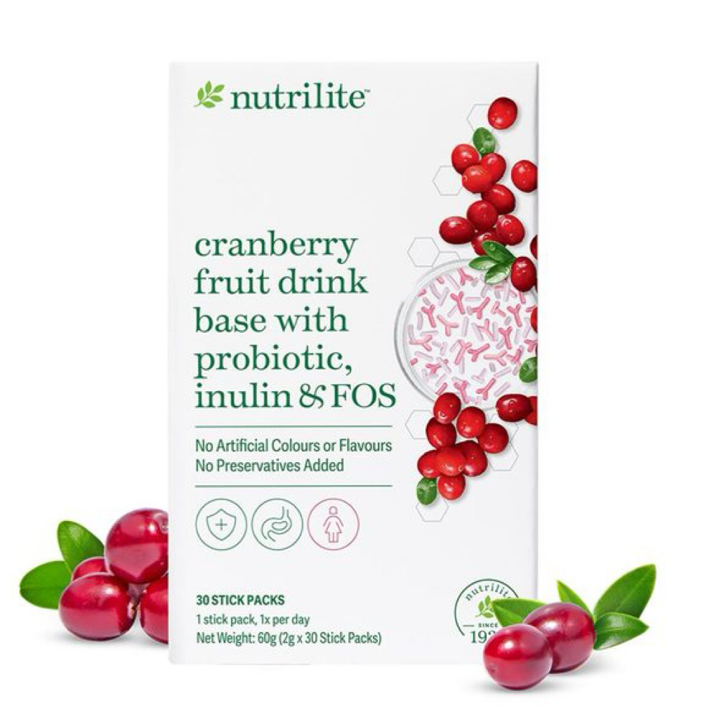 Nutrilite Cranberry Fruit Drink Base with Probiotic, Inulin & FOS - 60g (2g x 30 Stick Packs ...