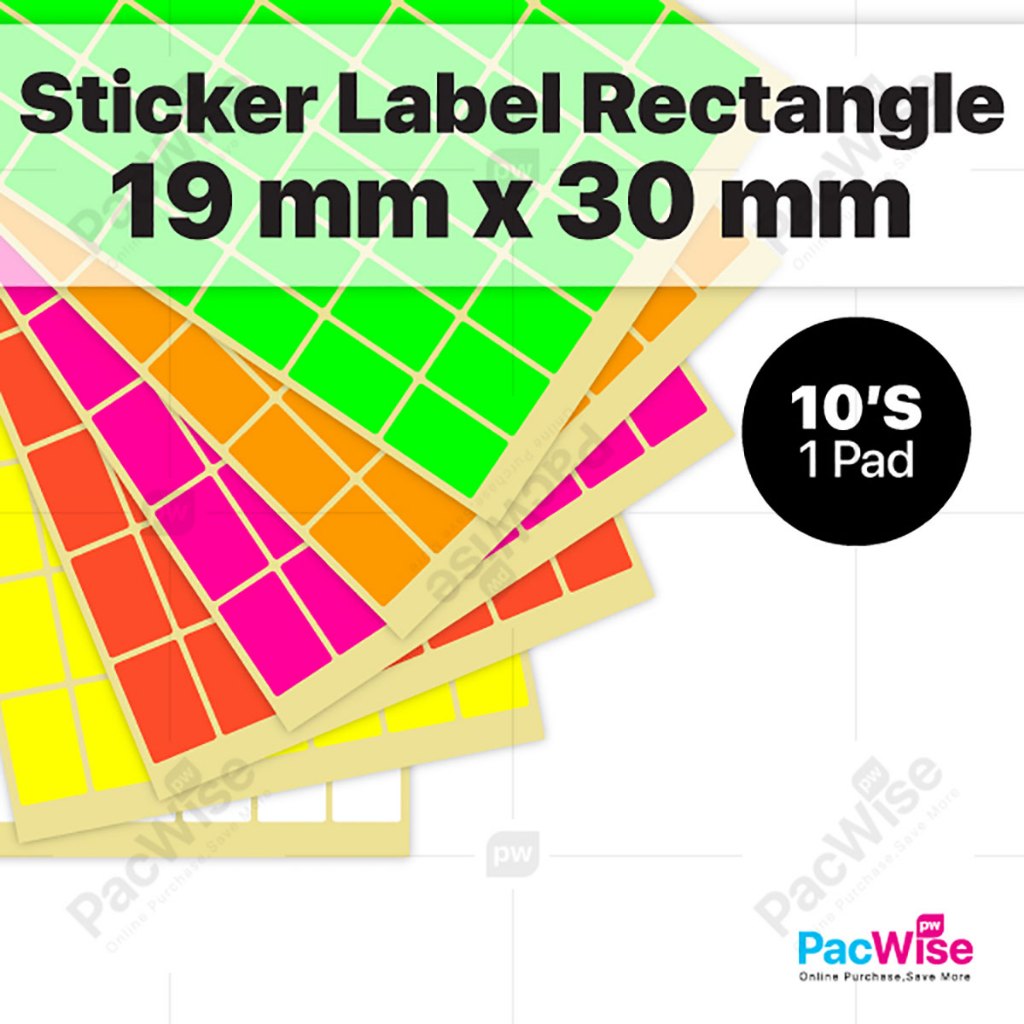 Rectangle Sticker Label/Label Pelekat Segi Empat/Sticker Label/19mm x ...