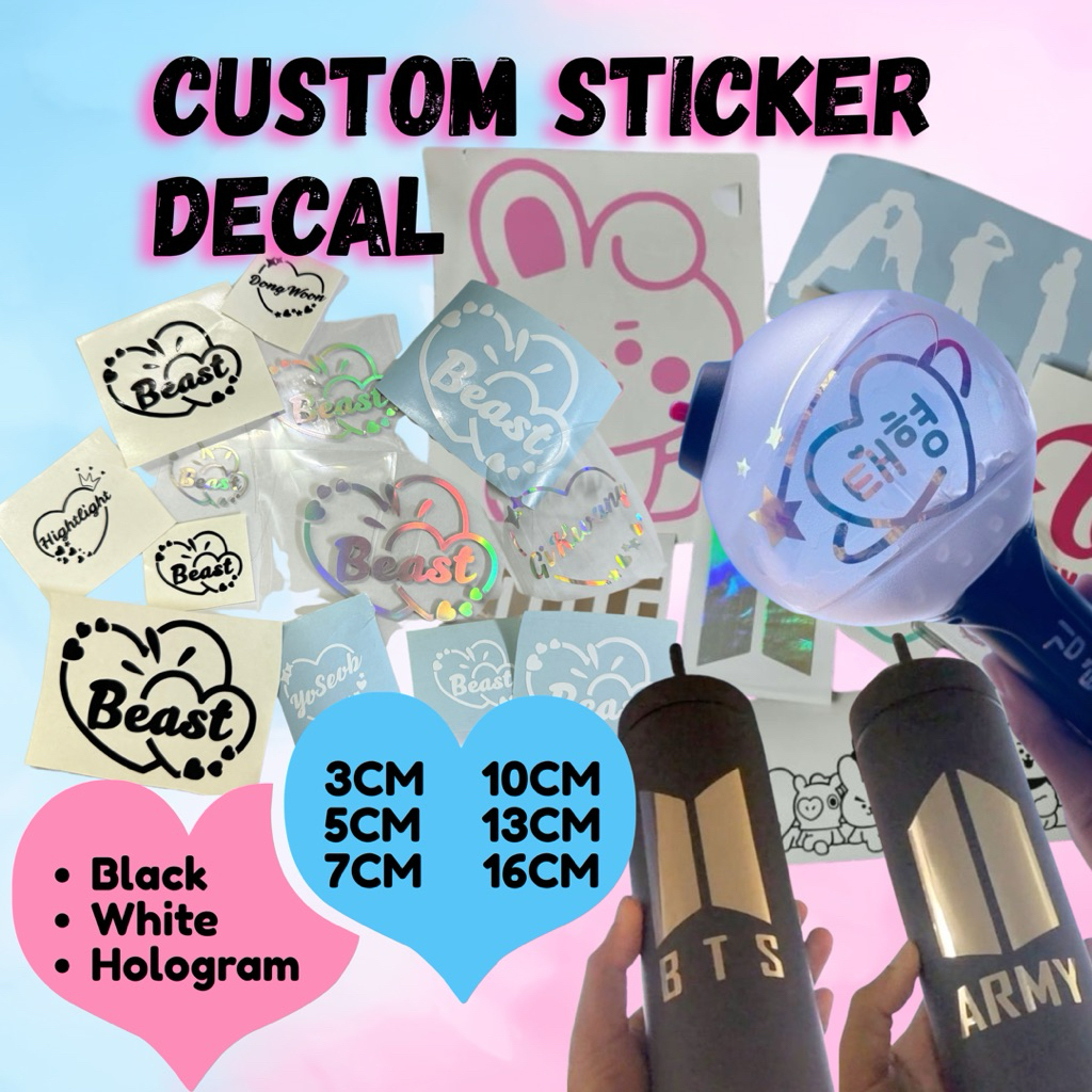 CUSTOM STICKER KPOP LOVE NAME LOGO DECAL VINYL FOR GIFT, BOTTLE ...