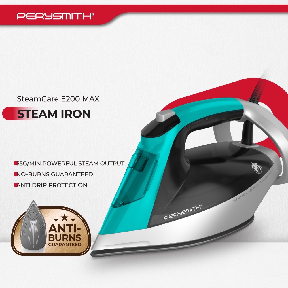 PerySmith E200 Max Anti Burns Guaranteed Steam Iron Steamcare Series ...