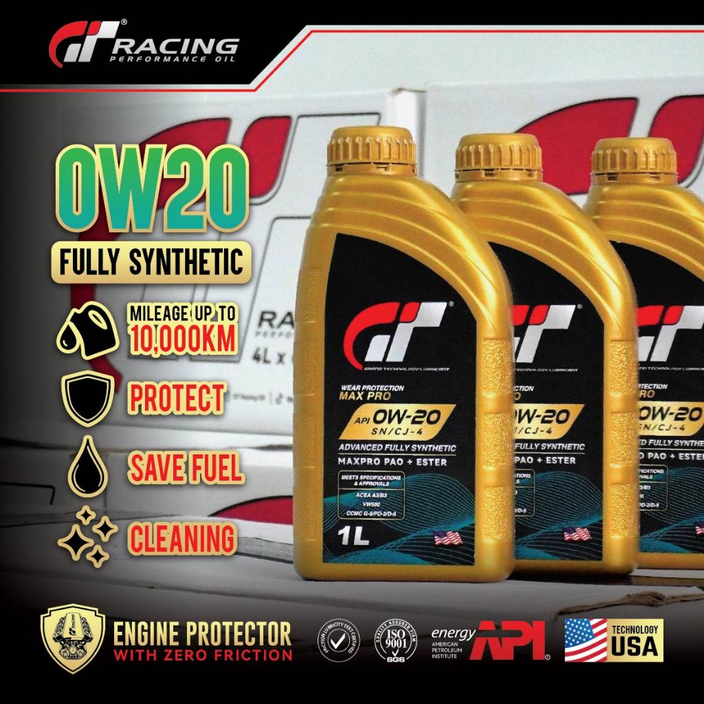 GT 0W20 Fully Synthetic Car Engine Oil PAO+ESTER 1L - Minyak Hitam Myvi ...