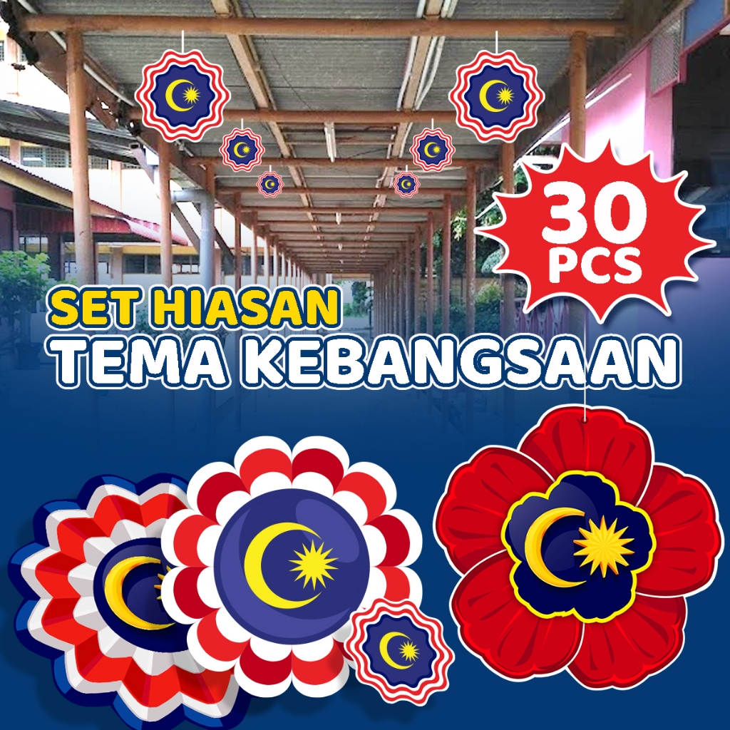 30pcs Mix Size Hiasan Hari Merdeka Deko Hari Kebangsaan Malaysia Bunga ...