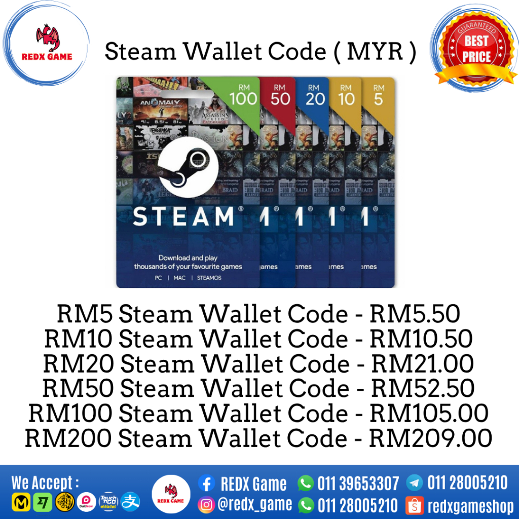 [new REDX] Steam Wallet MY Steam my STeam Code STeam WAllet Code Small ...
