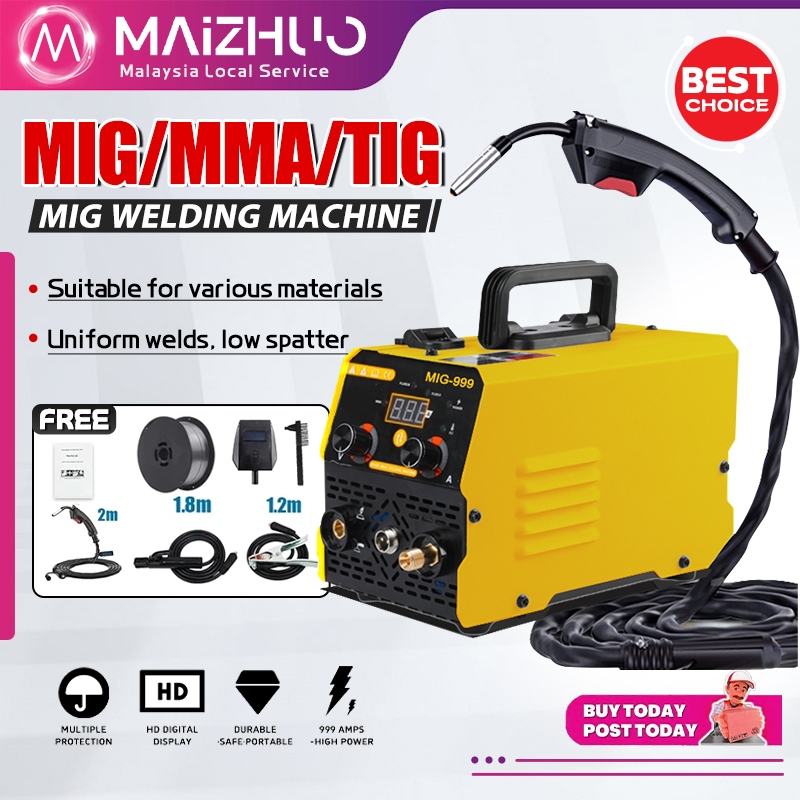 🔥Mesin Kimpalan MIG-999 MIG Welding Machine Set Gasless MIG/MMA/TIG 3in1 Inverter IGBT Welder ...