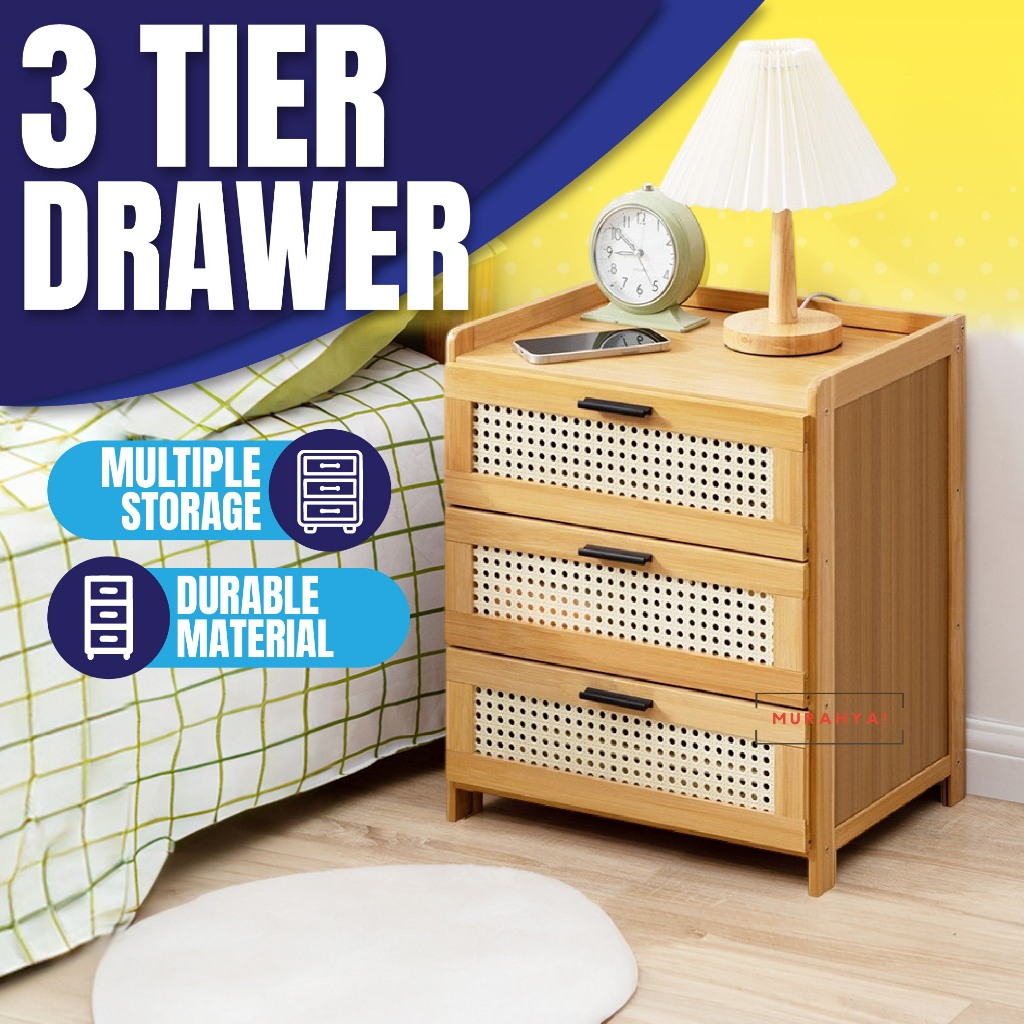Bedside Table Meja Tepi Katil Kecil Bedroom Cabinet Storage Drawer ...