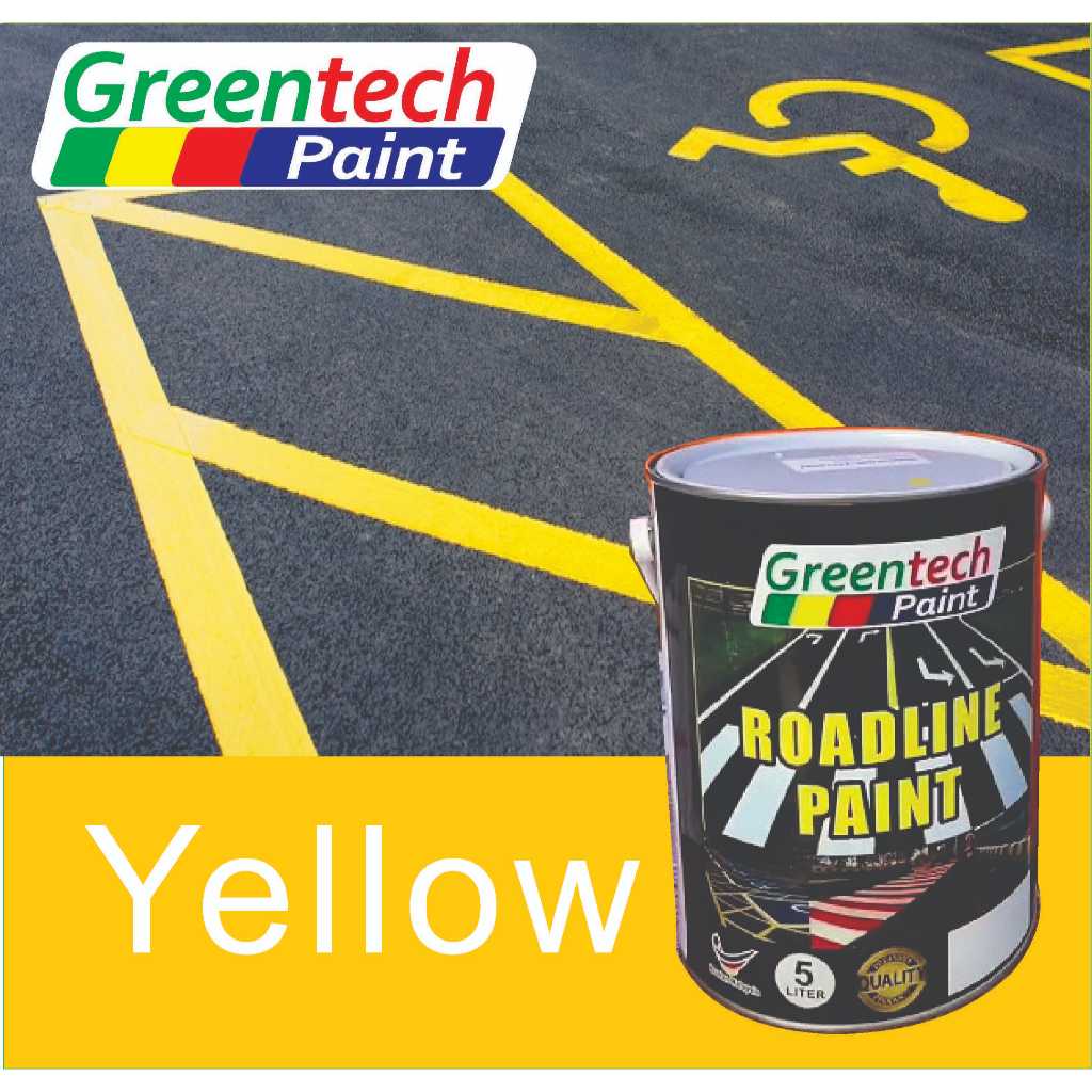 5L ( YELLOW ) GREENTECH Roadline Paint Paint Road Traffic Solvent Based ...