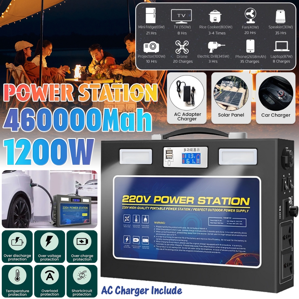 Portable Power Station AC 220V Output Emergency Outdoor Camping Power ...